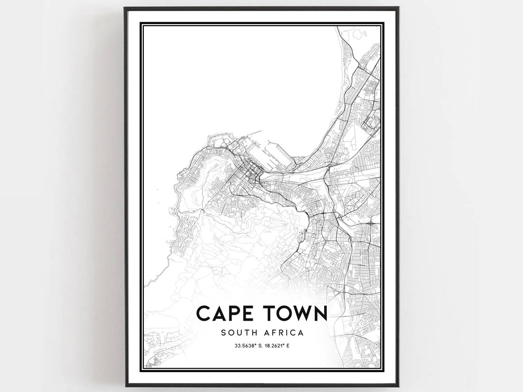 Cape Town Map Print, Cape Town Map Poster Wall Art, Cape Town City Map ...