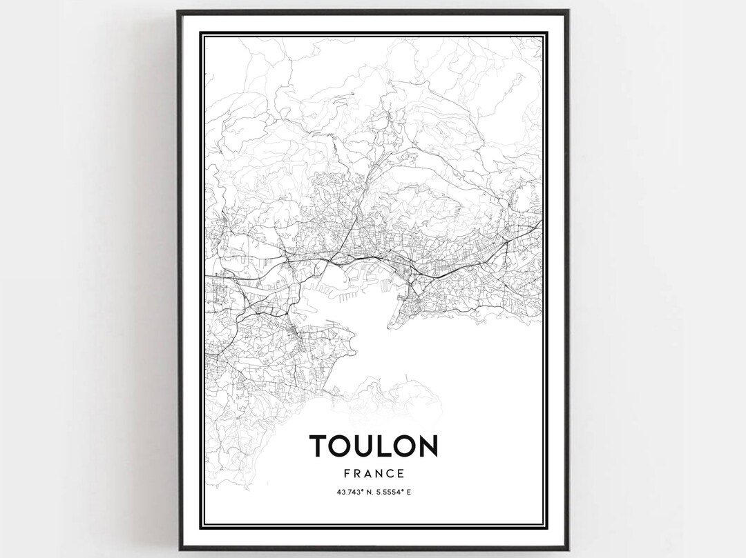 Toulon Map Print, Toulon Map Poster Wall Art, Toulon City Map, Toulon ...