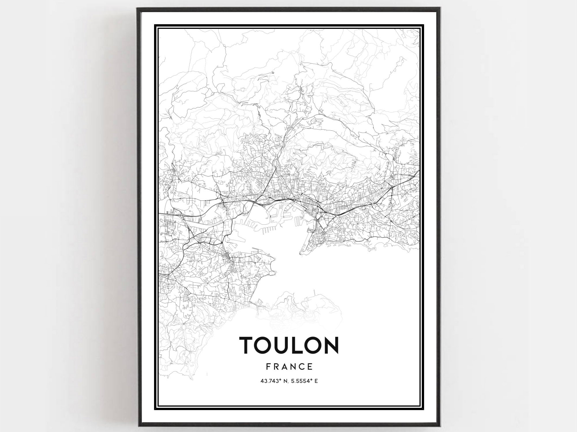 Toulon Map Print, Toulon Map Poster Wall Art, Toulon City Map, Toulon ...