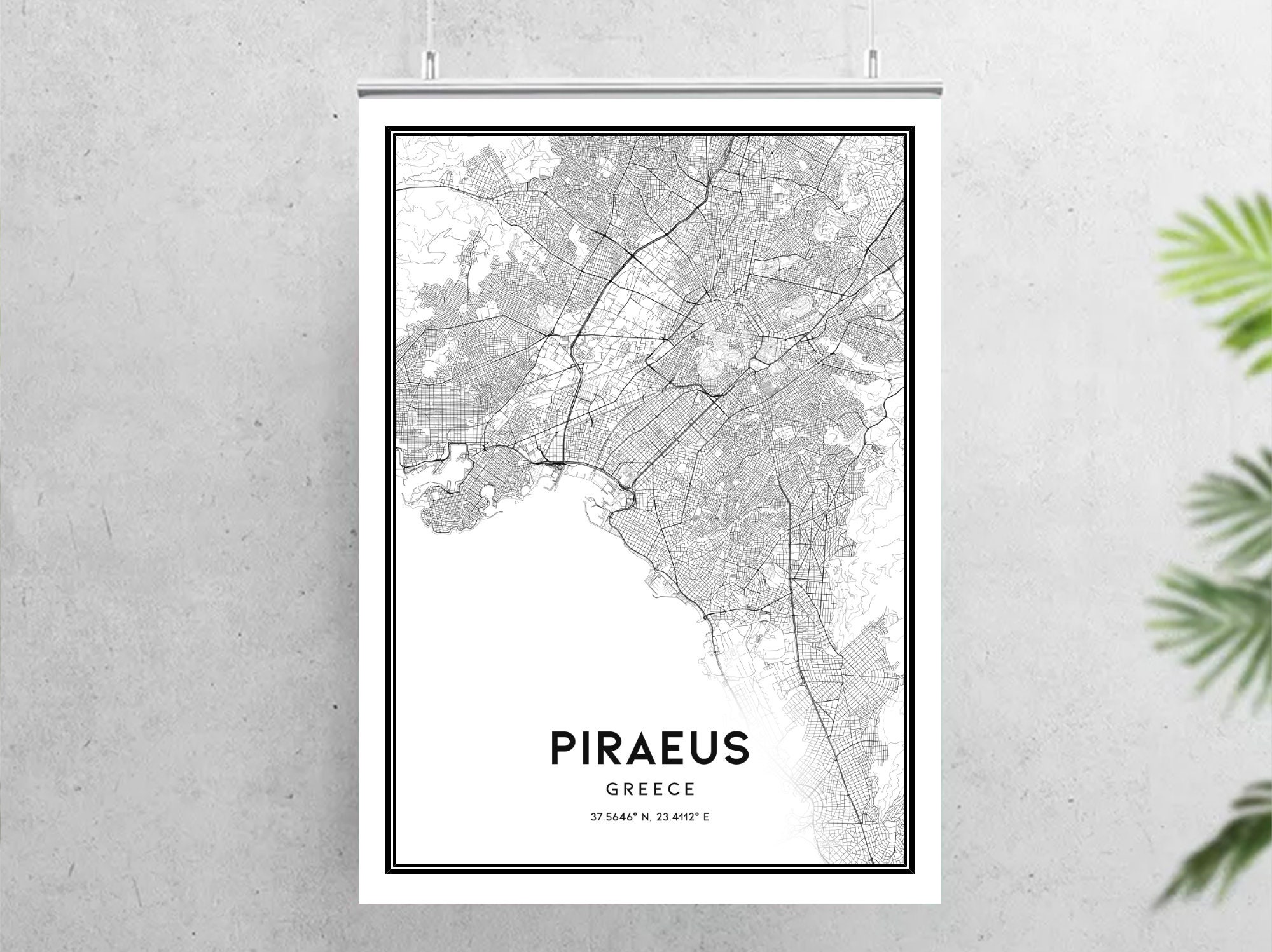 Piraeus Map Print Piraeus Map Poster Wall Art Piraeus City | Etsy