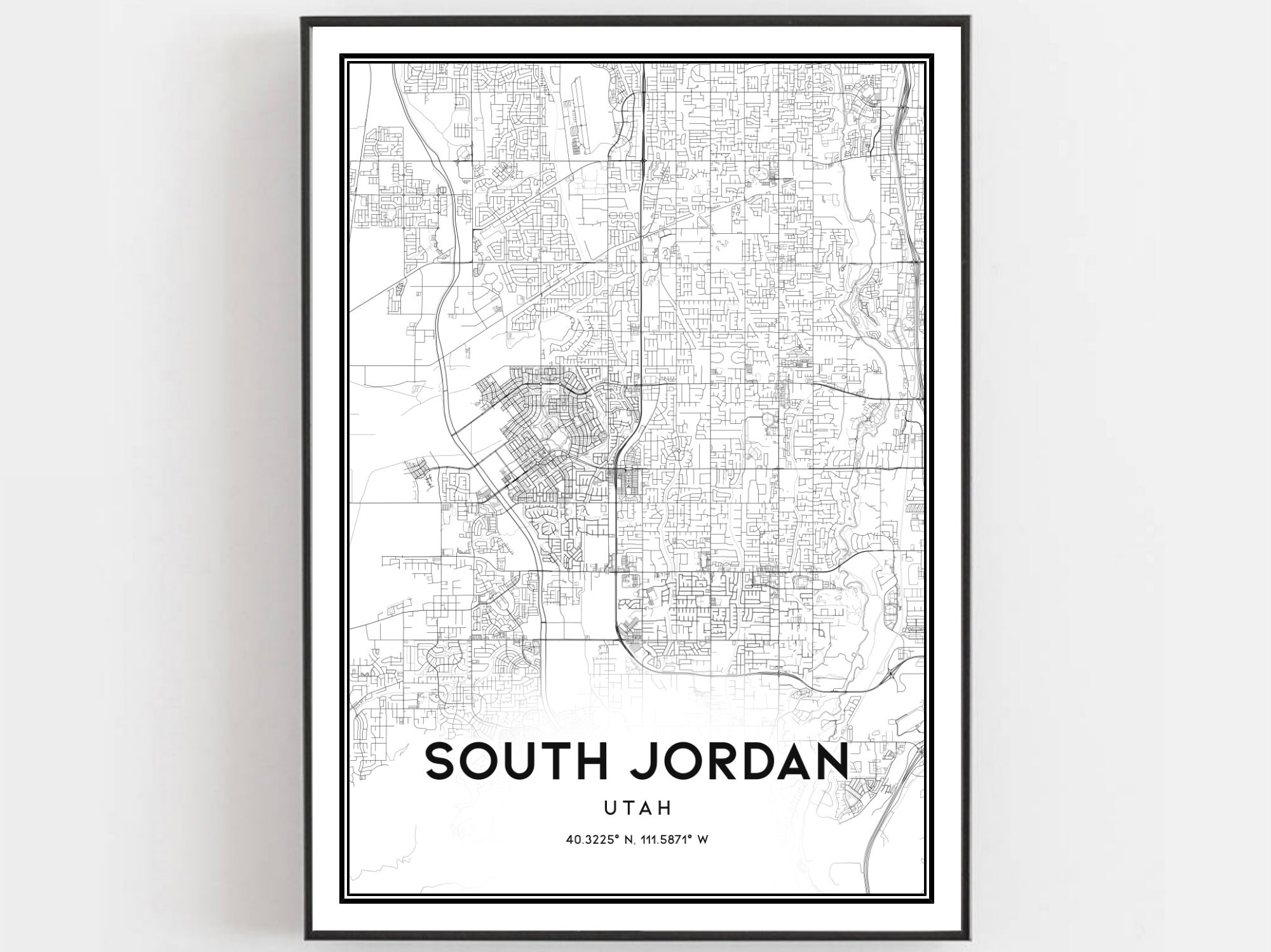 South Jordan Map Print South Jordan Map Poster Wall Art Ut - Etsy