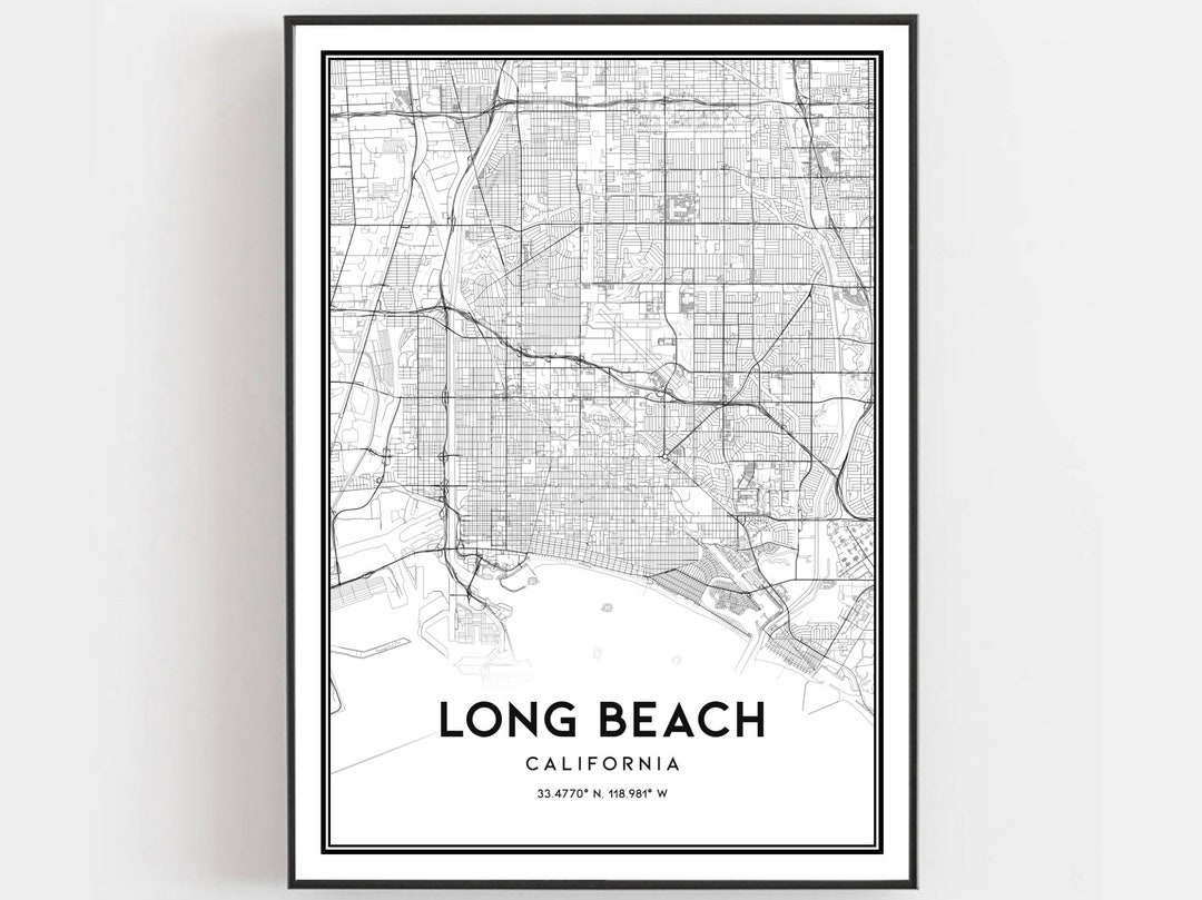 Long Beach Map Print, Long Beach Map Poster Wall Art, Ca City Map ...