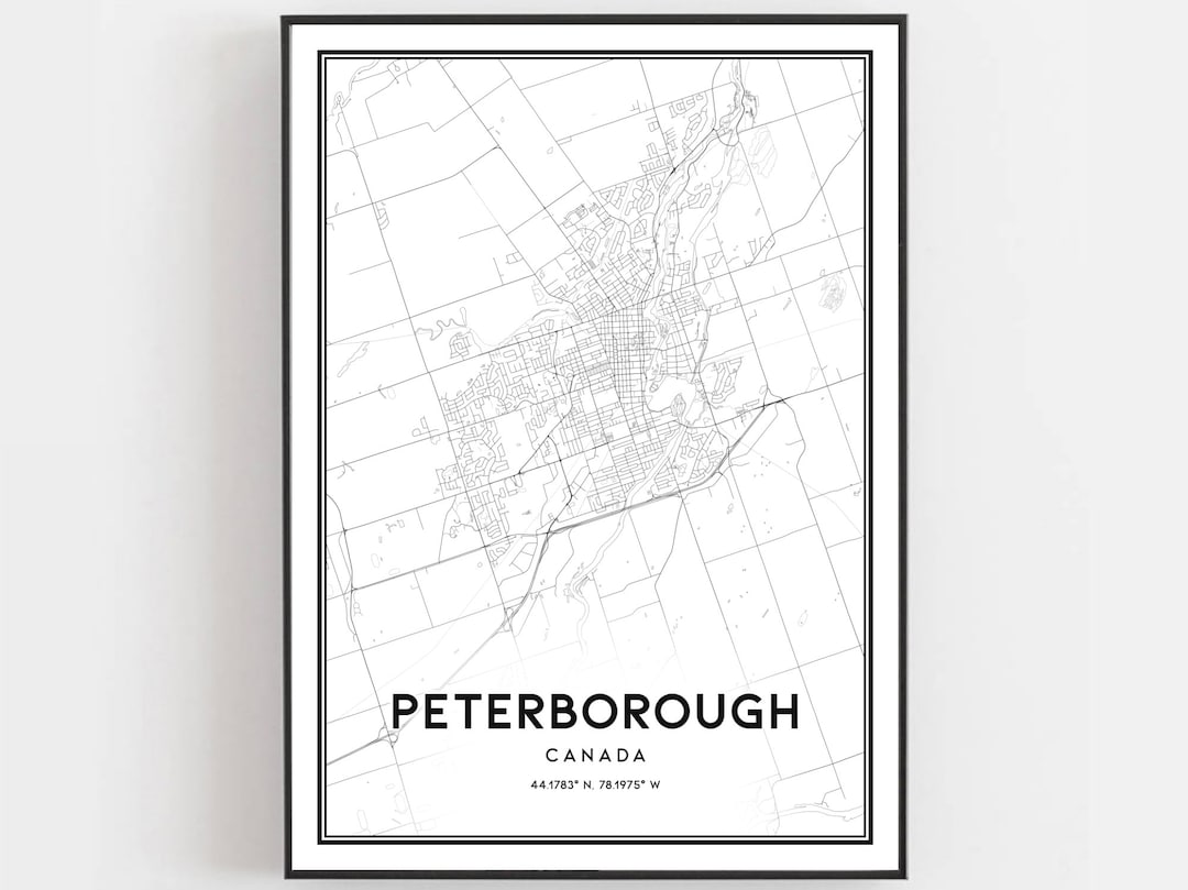 Peterborough Map Print, Peterborough Map Poster Wall Art, Peterborough ...