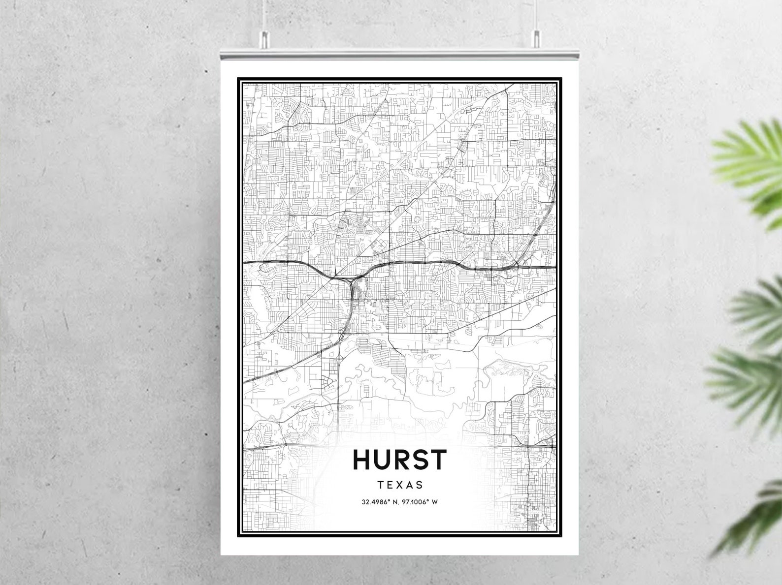 Hurst Map Print Hurst Map Poster Wall Art Tx City Map Texas | Etsy