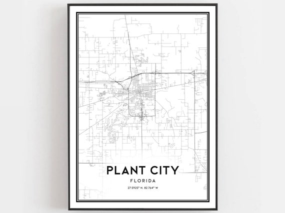 Plant City Map Print Plant City Map Poster Wall Art Fl City | Etsy