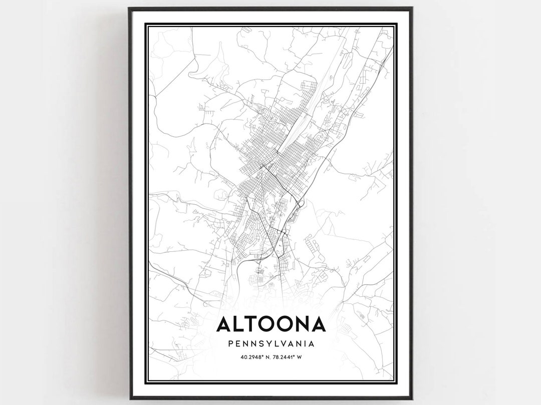 Altoona Map Print, Altoona Map Poster Wall Art, Pa City Map ...