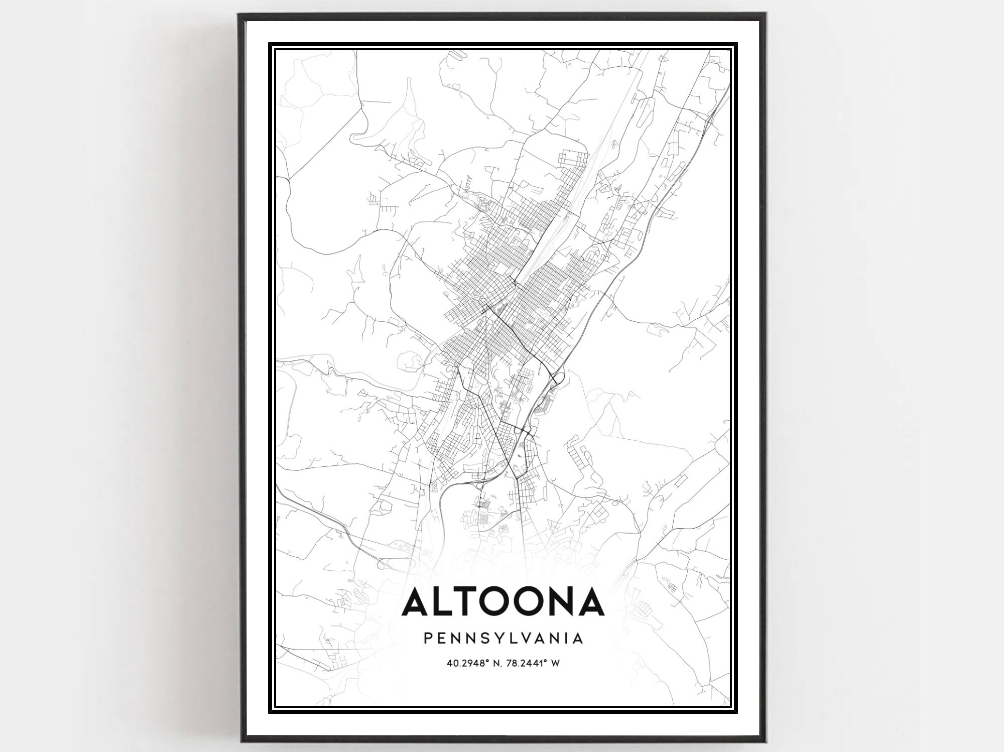 Altoona Map Print Altoona Map Poster Wall Art Pa City Map - Etsy