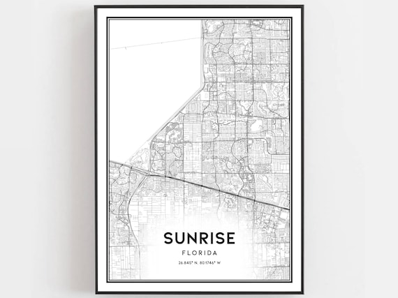 Sunrise Map Print Sunrise Map Poster Wall Art Fl City Map | Etsy