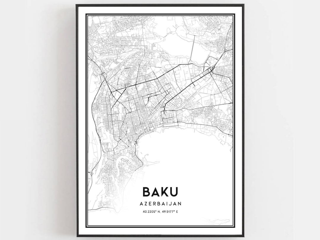 Baku Map Print, Baku Map Poster Wall Art, Baku City Map, Baku Print ...