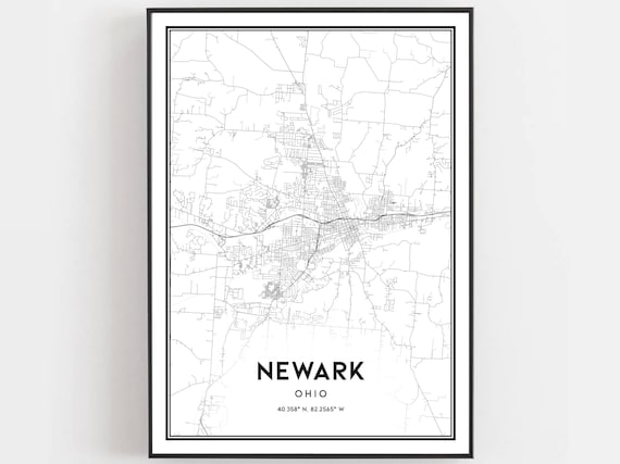 Newark Map Print Newark Map Poster Wall Art Oh City Map - Etsy