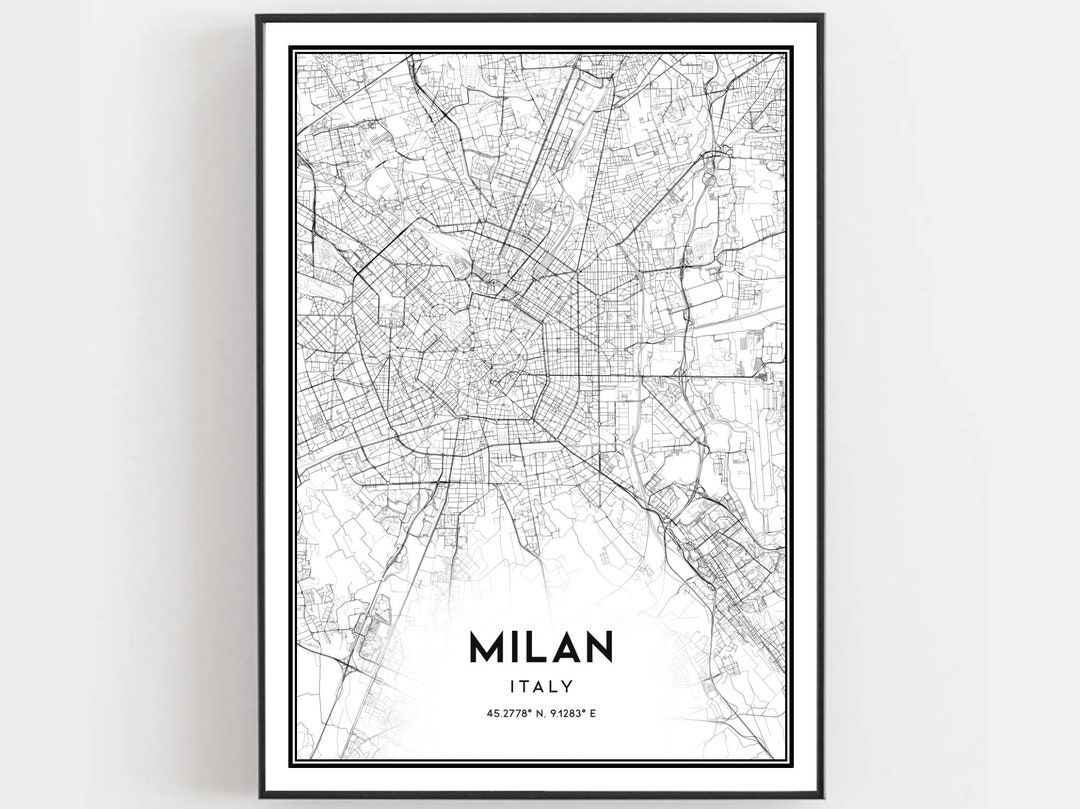 Milan Map Print, Milan Map Poster Wall Art, Milan City Map, Milan Print ...