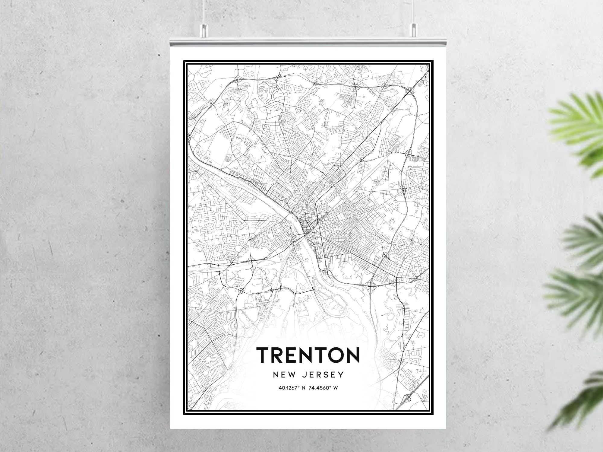 Trenton Map Print Trenton Map Poster Wall Art Nj City Map | Etsy