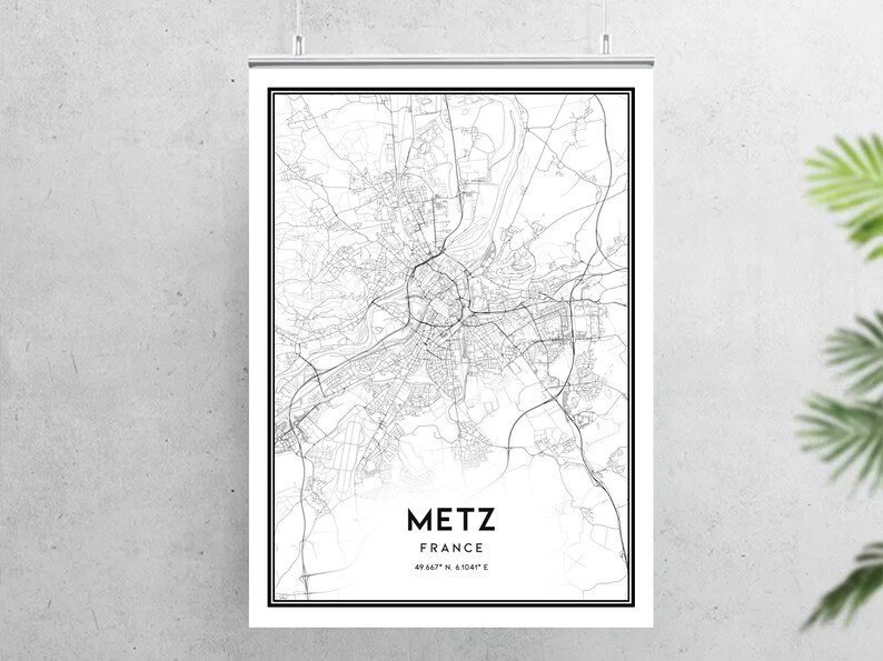 Metz Map Print, Metz Map Poster Wall Art, Metz City Map, Metz Print ...