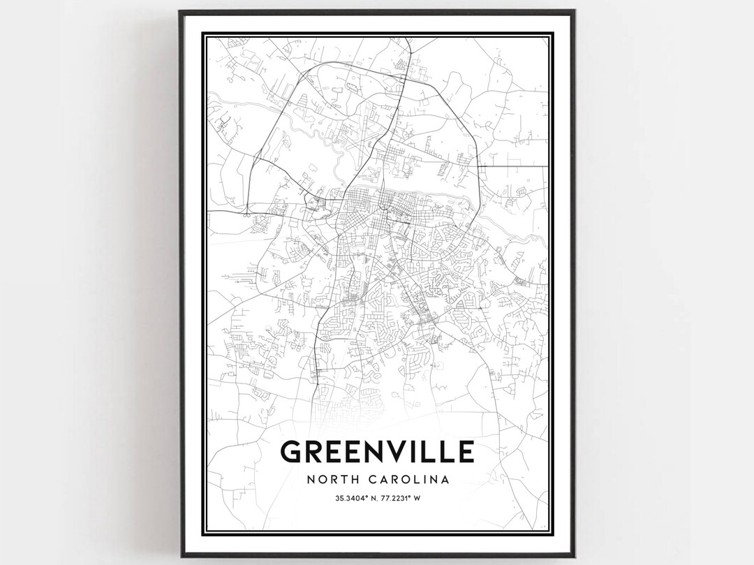 Greenville Map Print, Greenville Map Poster Wall Art, Nc City Map ...