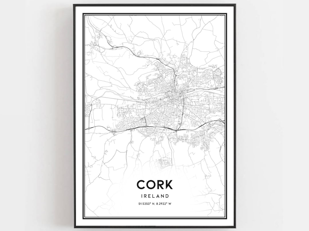 Cork Map Print, Cork Map Poster Wall Art, Cork City Map, Cork Print ...