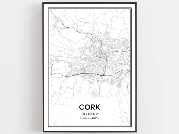 Cork Map Print Cork Map Poster Wall Art Cork City Map Cork | Etsy