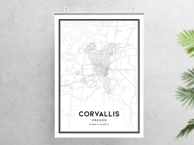 Corvallis Map Print, Corvallis Map Poster Wall Art, or City Map, Oregon ...