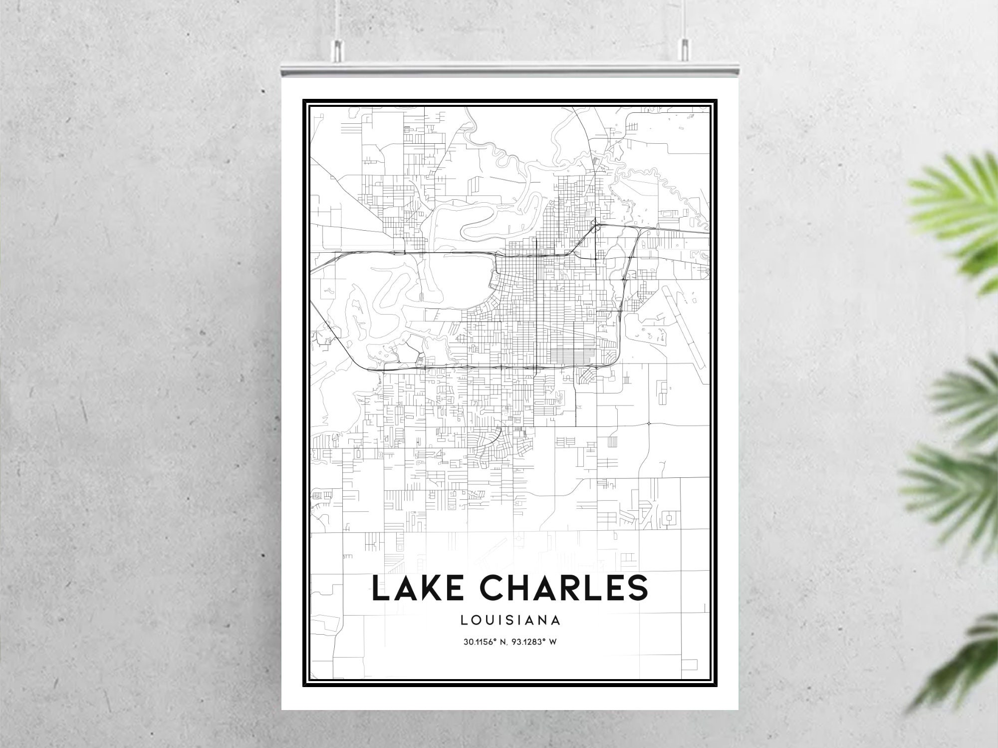 Lake Charles Map Print Lake Charles Map Poster Wall Art La - Etsy