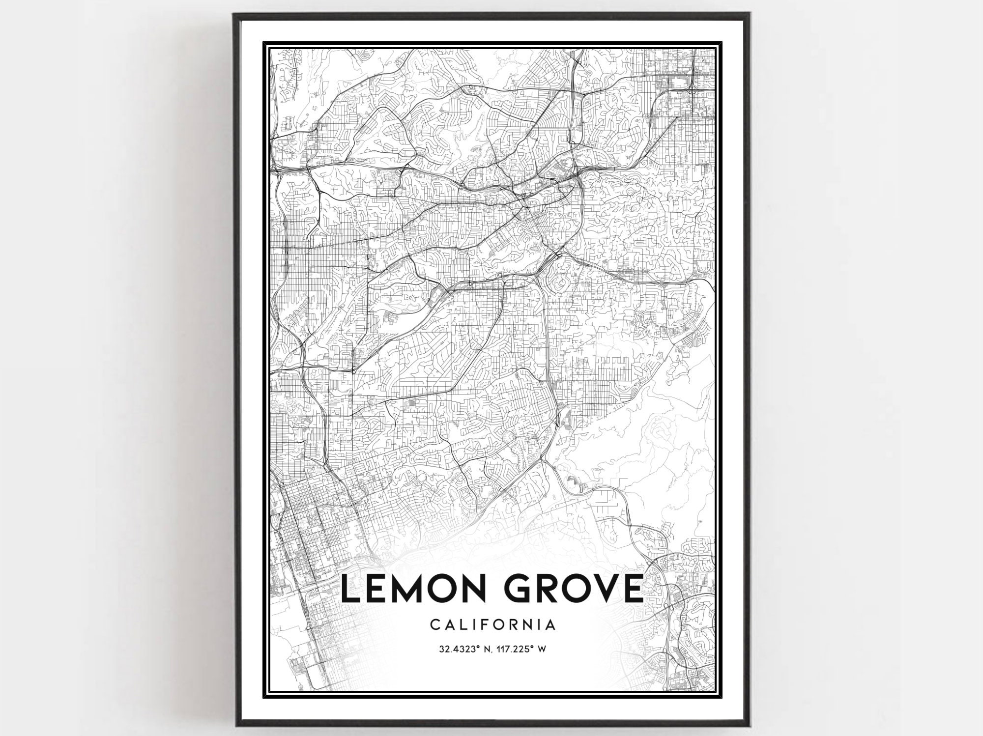 Lemon Grove Map Print Lemon Grove Map Poster Wall Art Ca - Etsy