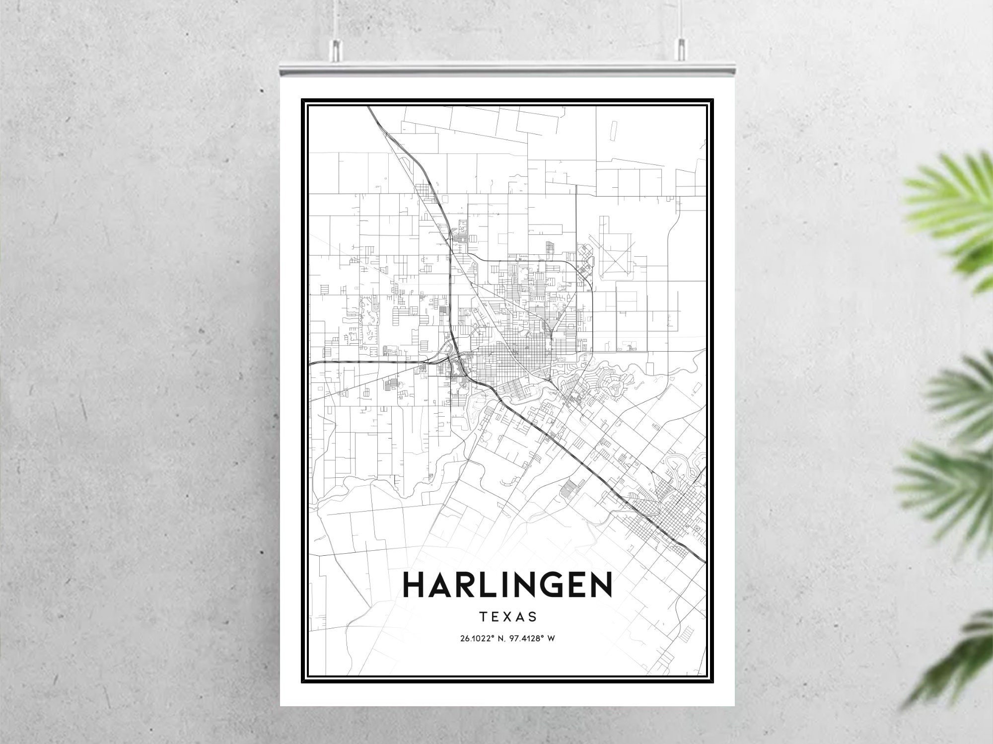 Harlingen Map Print Harlingen Map Poster Wall Art Tx City | Etsy