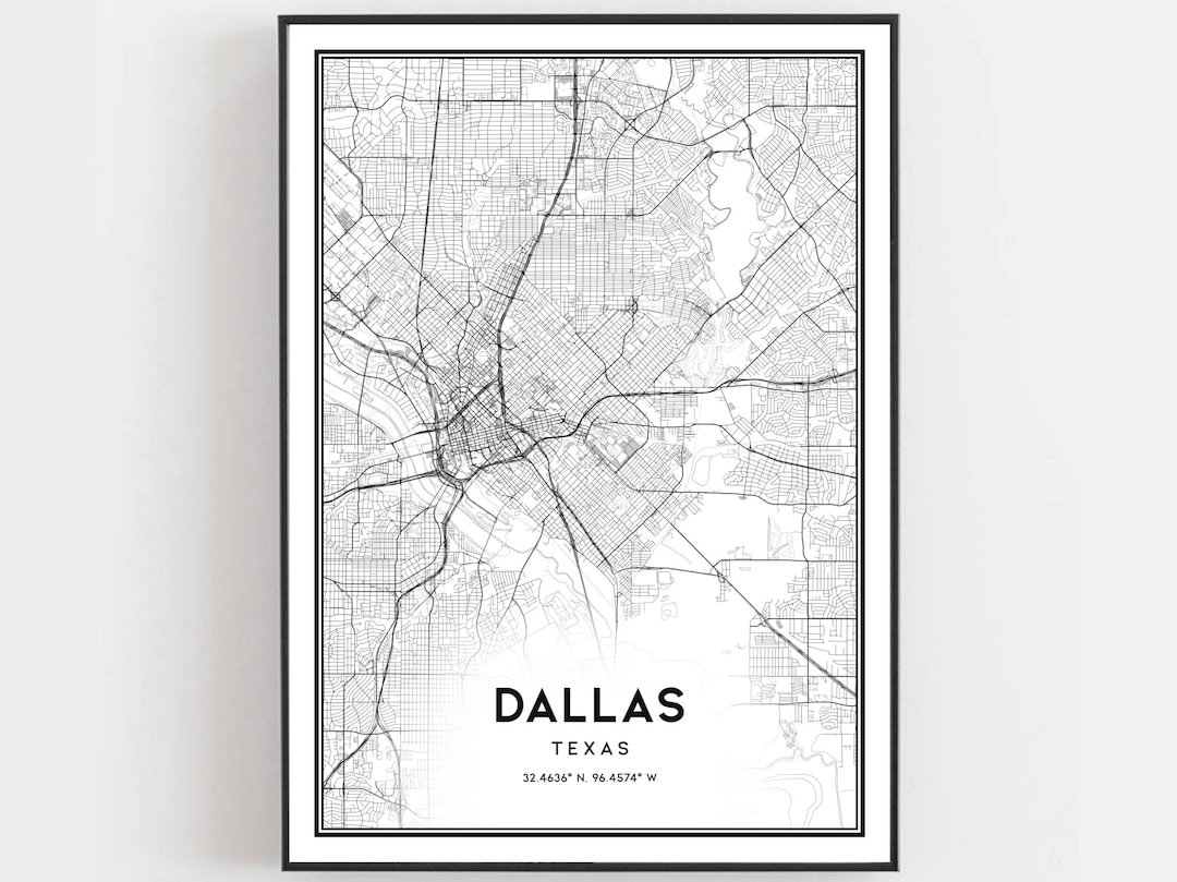 Dallas Map Print, Dallas Map Poster Wall Art, Tx City Map, Texas Print ...