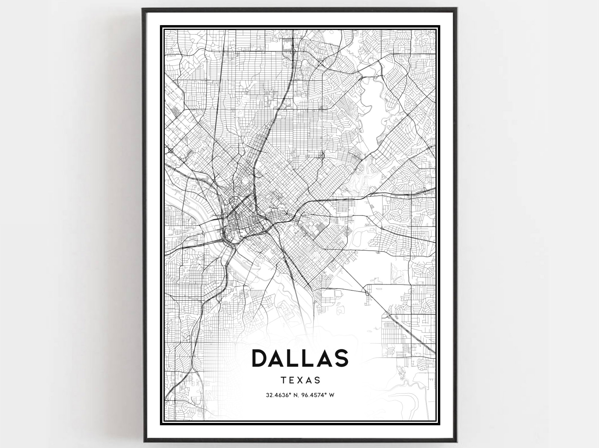 Dallas Map Print Dallas Map Poster Wall Art Tx City Map | Etsy