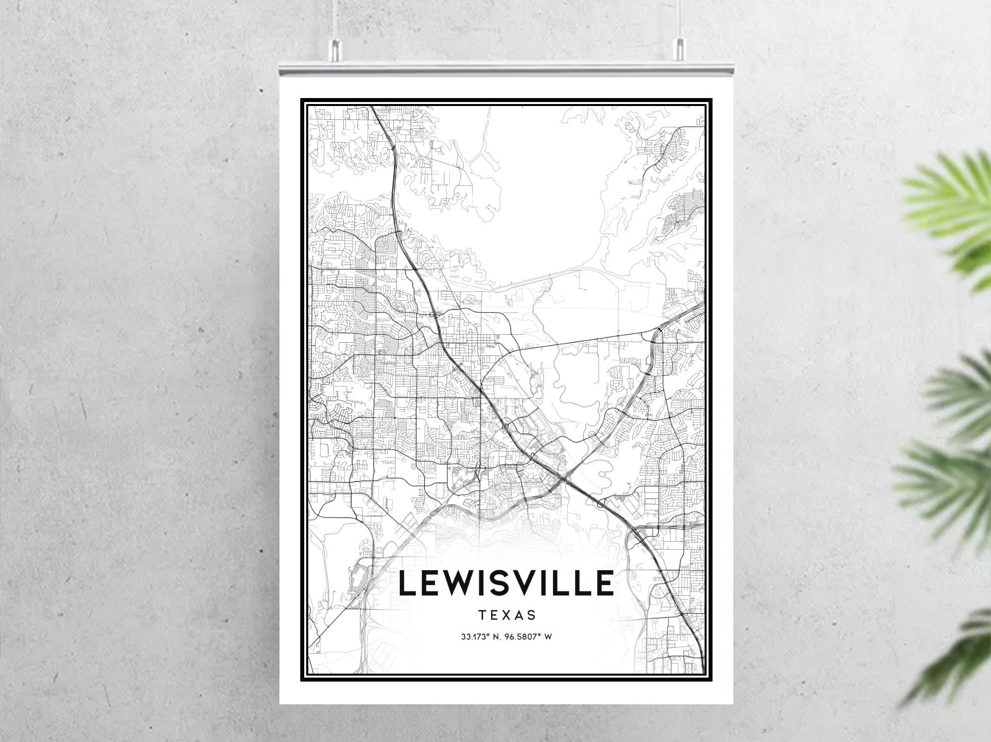 Lewisville Map Print, Lewisville Map Poster Wall Art, Tx City Map ...