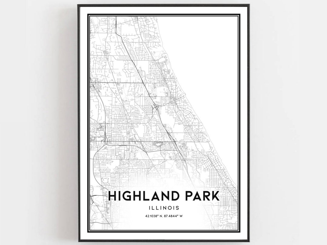Highland Park Map Print Highland Park Map Poster Wall Art Il - Etsy España
