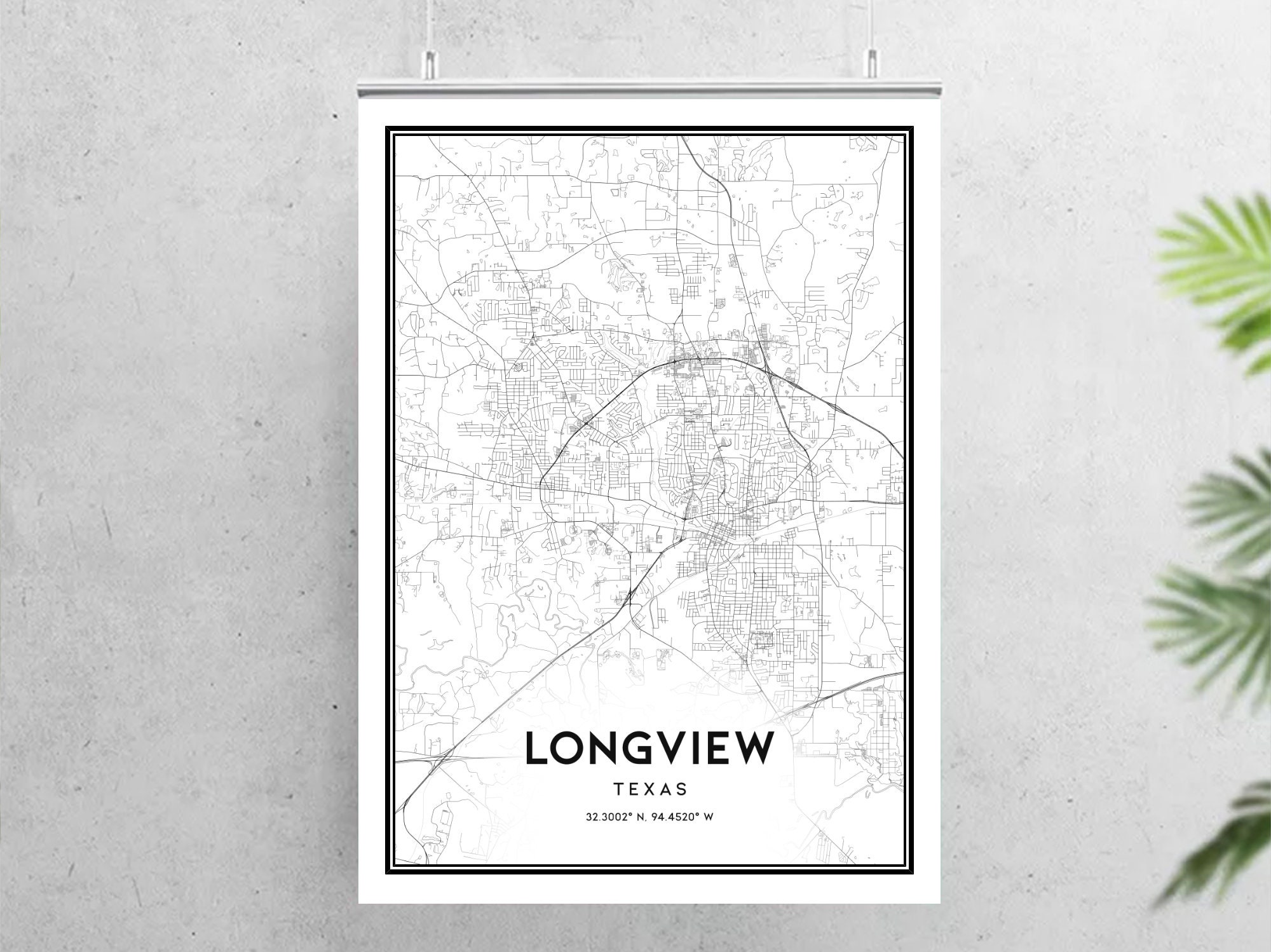 Longview Map Print Longview Map Poster Wall Art Tx City Map | Etsy