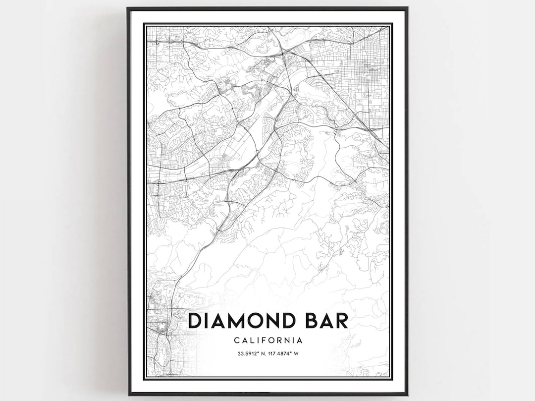 Diamond Bar Map Print, Diamond Bar Map Poster Wall Art, Ca City Map ...