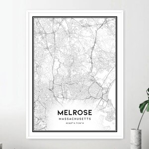 Melrose Map Print, Melrose Map Poster Wall Art, Ma City Map ...