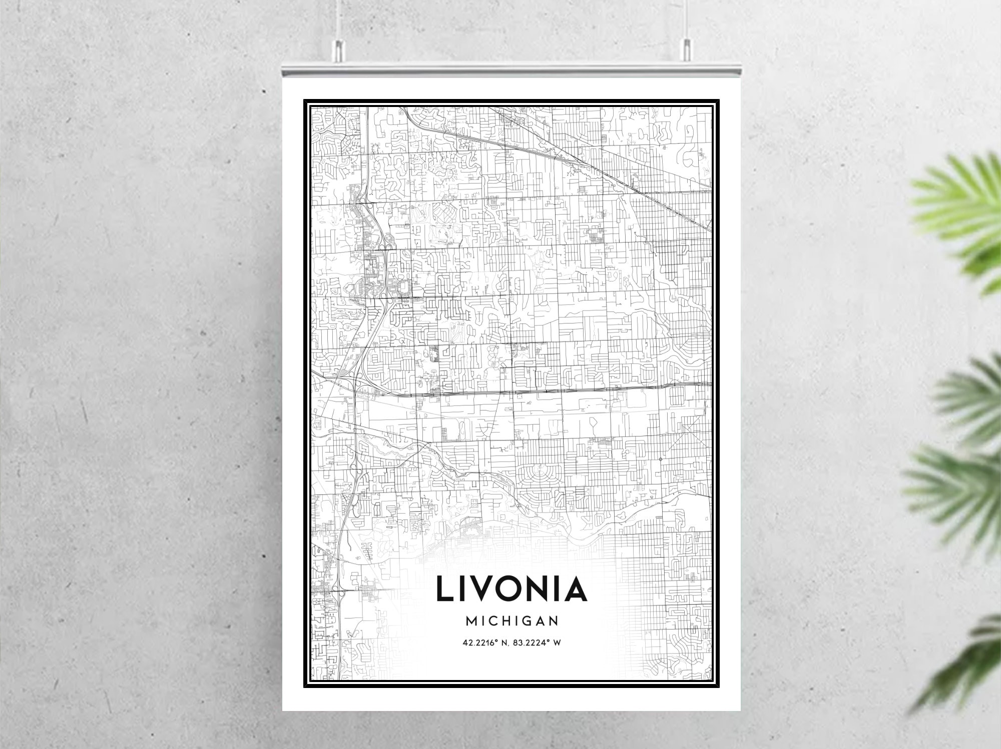 Livonia Map Print Livonia Map Poster Wall Art Mi City Map | Etsy