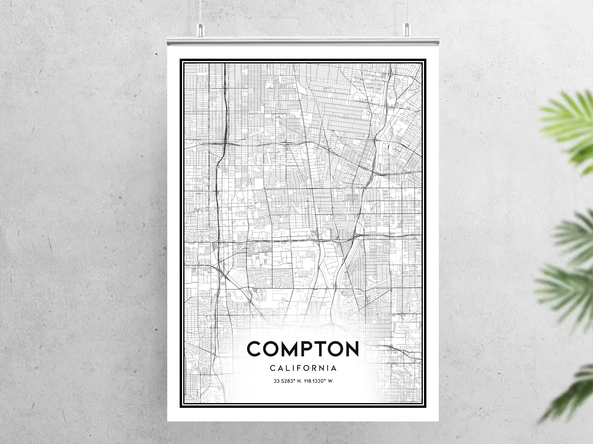 Compton Map Print Compton Map Poster Wall Art Ca City Map - Etsy