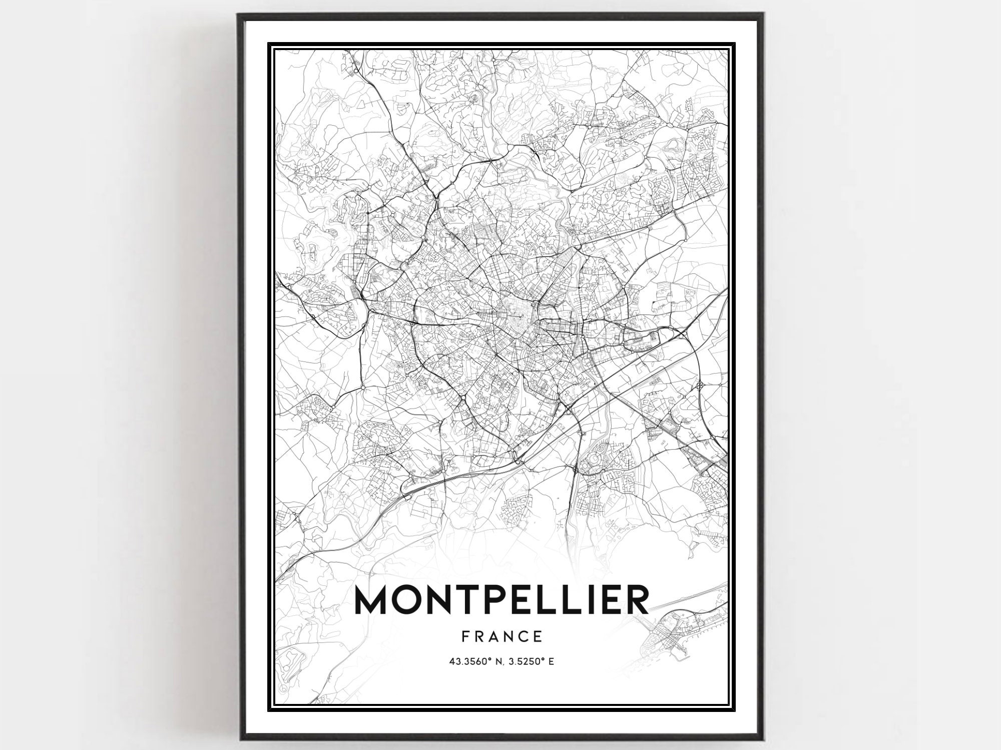 Montpellier Map Print Montpellier Map Poster Wall Art | Etsy