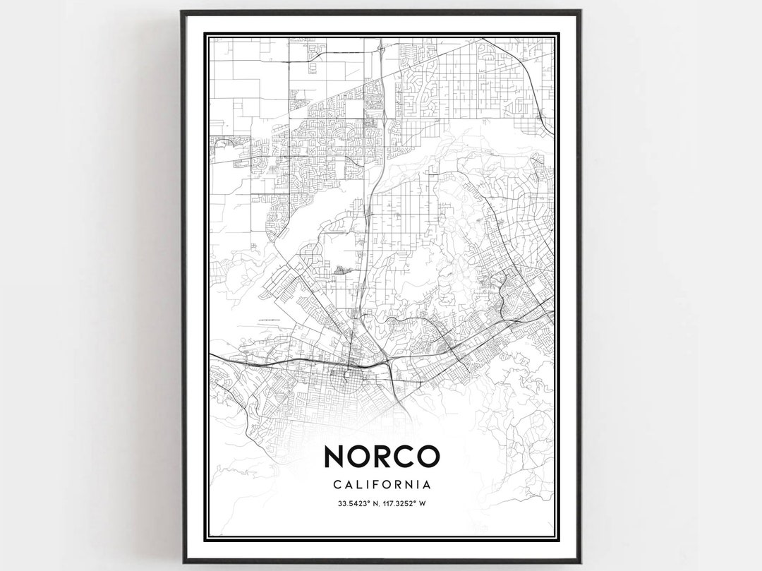 Norco Map Print, Norco Map Poster Wall Art, Ca City Map, California ...