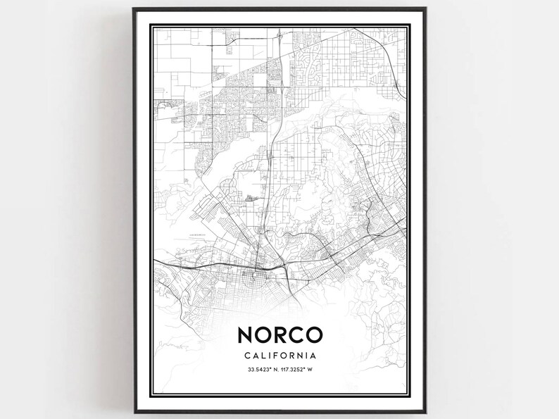 Norco Map Print, Norco Map Poster Wall Art, Ca City Map, California ...