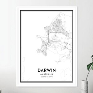 Darwin Map Print, Darwin Map Poster Wall Art, Darwin City Map, Darwin ...