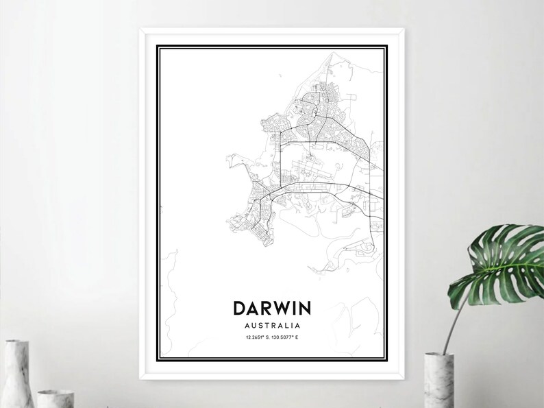 Darwin Map Print Darwin Map Poster Wall Art Darwin City Map - Etsy