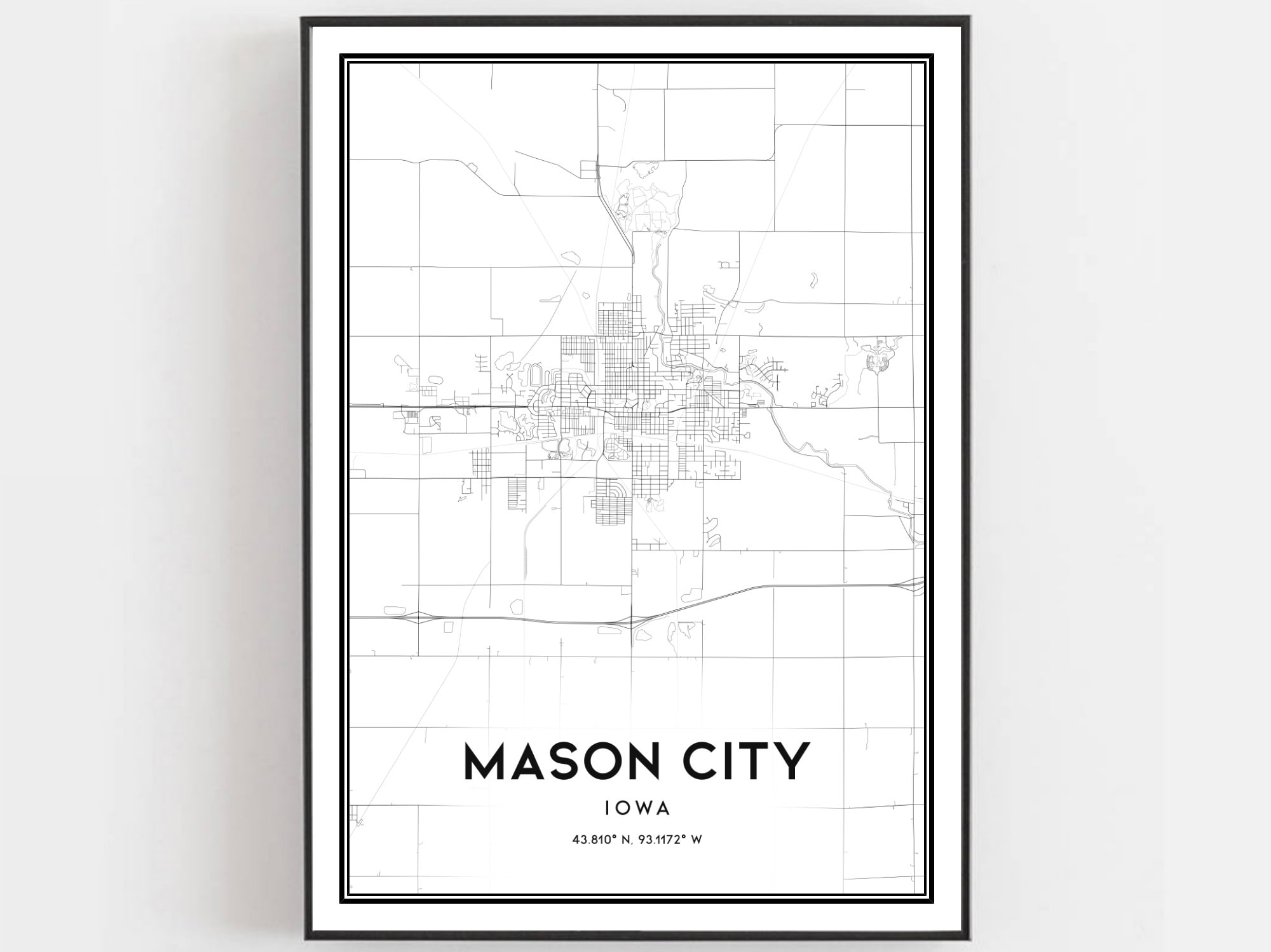 Mason City Map Print Mason City Map Poster Wall Art Ia City | Etsy