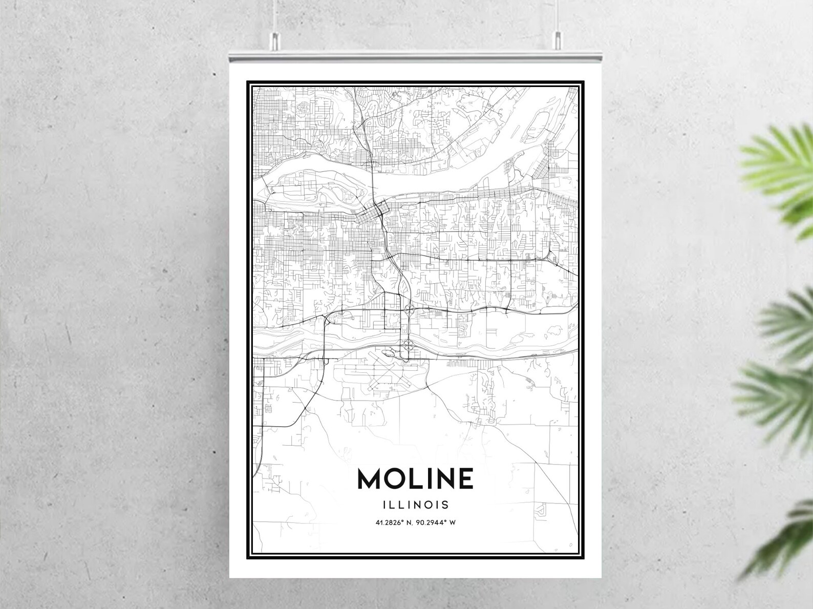 Moline Map Print, Moline Map Poster Wall Art, Il City Map, Illinois ...