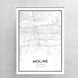 Moline Map Print, Moline Map Poster Wall Art, Il City Map, Illinois ...