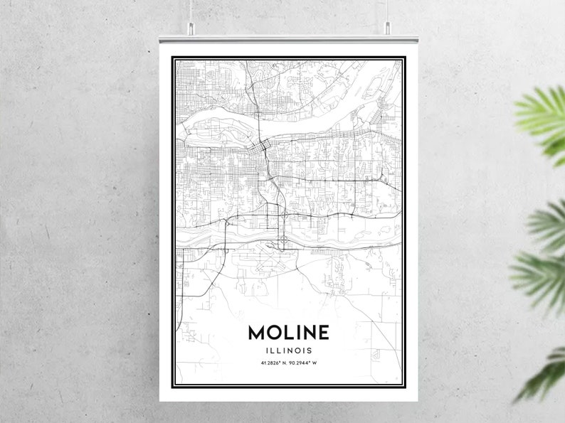 Moline Map Print Moline Map Poster Wall Art Il City Map - Etsy