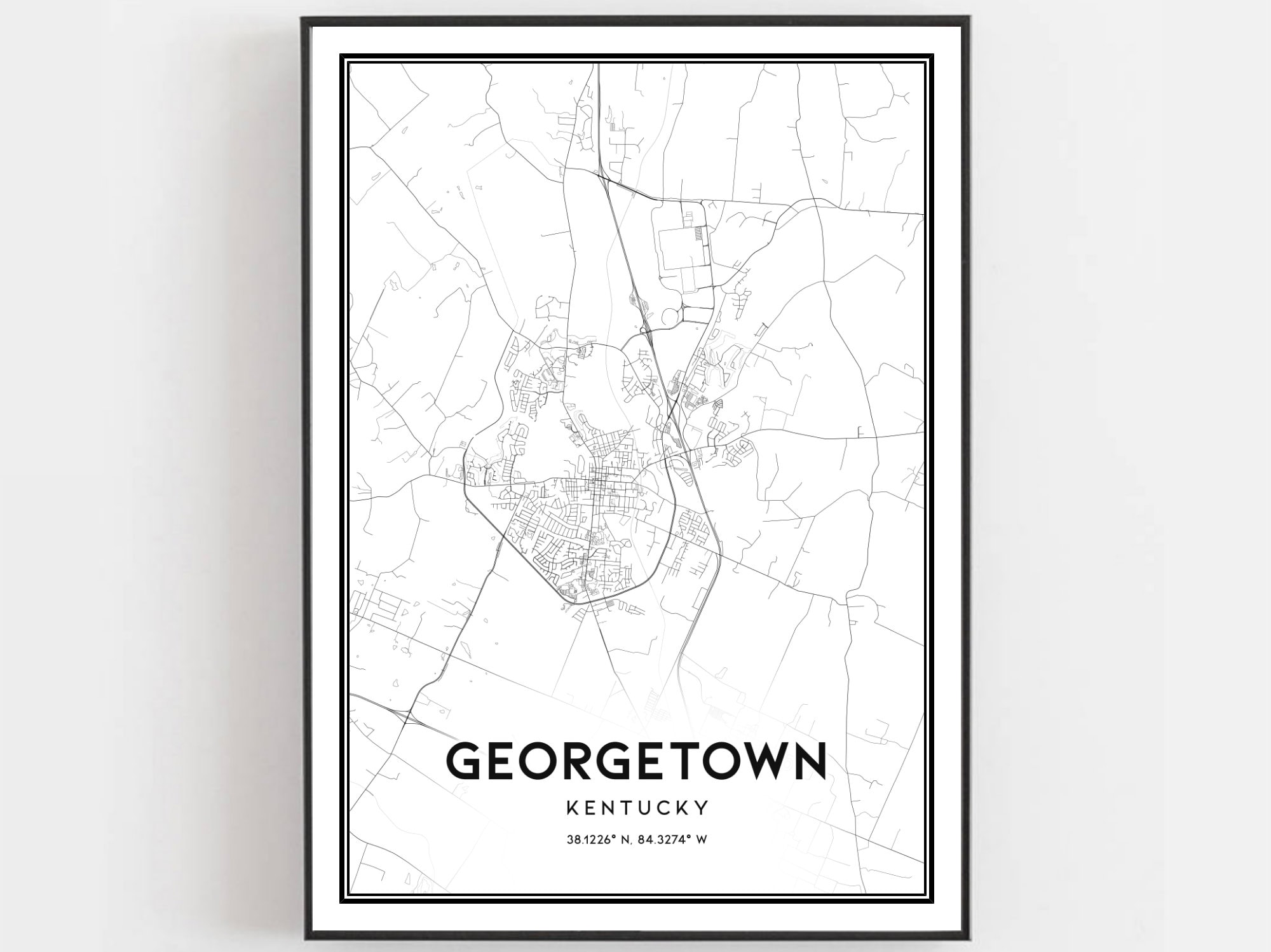 Georgetown Map Print Georgetown Map Poster Wall Art Ky City | Etsy