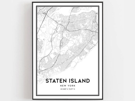 Staten Island Map Print Staten Island Map Poster Wall Art Ny | Etsy