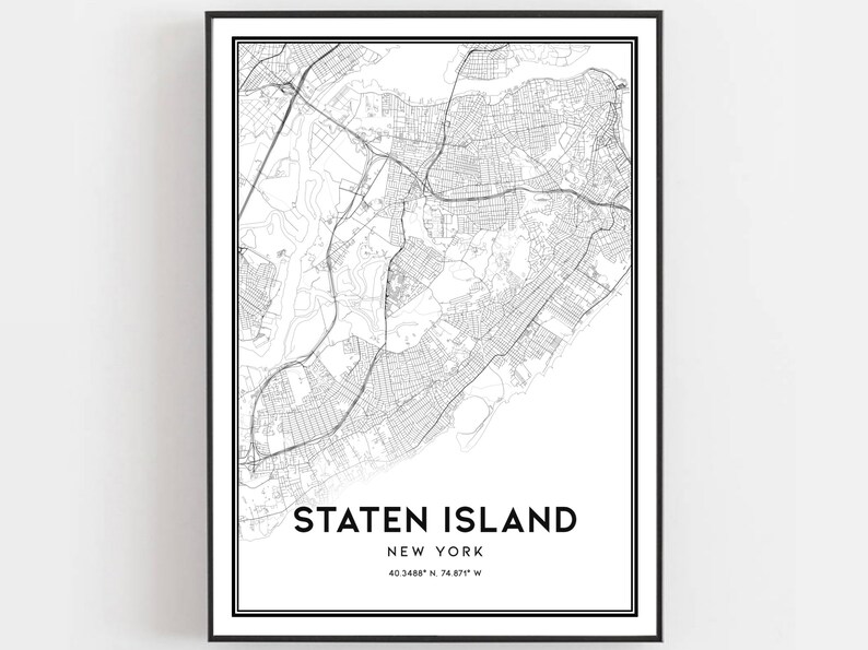 Staten Island Map Print Staten Island Map Poster Wall Art Ny | Etsy