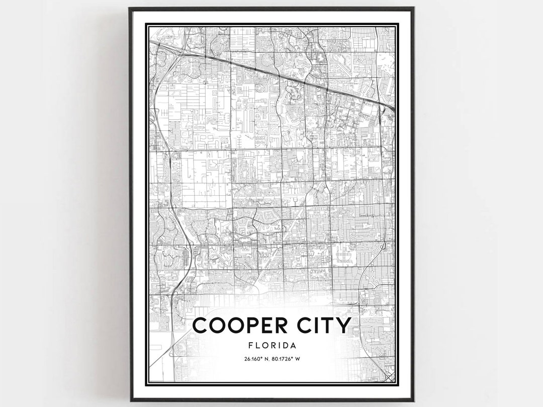 Cooper City Map Print, Cooper City Map Poster Wall Art, Fl City Map ...