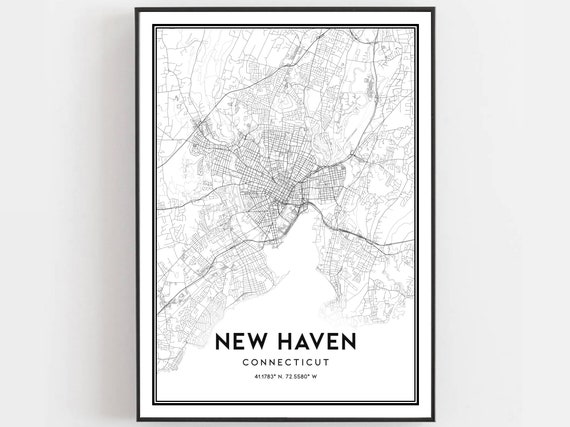 New Haven Map Print New Haven Map Poster Wall Art Ct City | Etsy