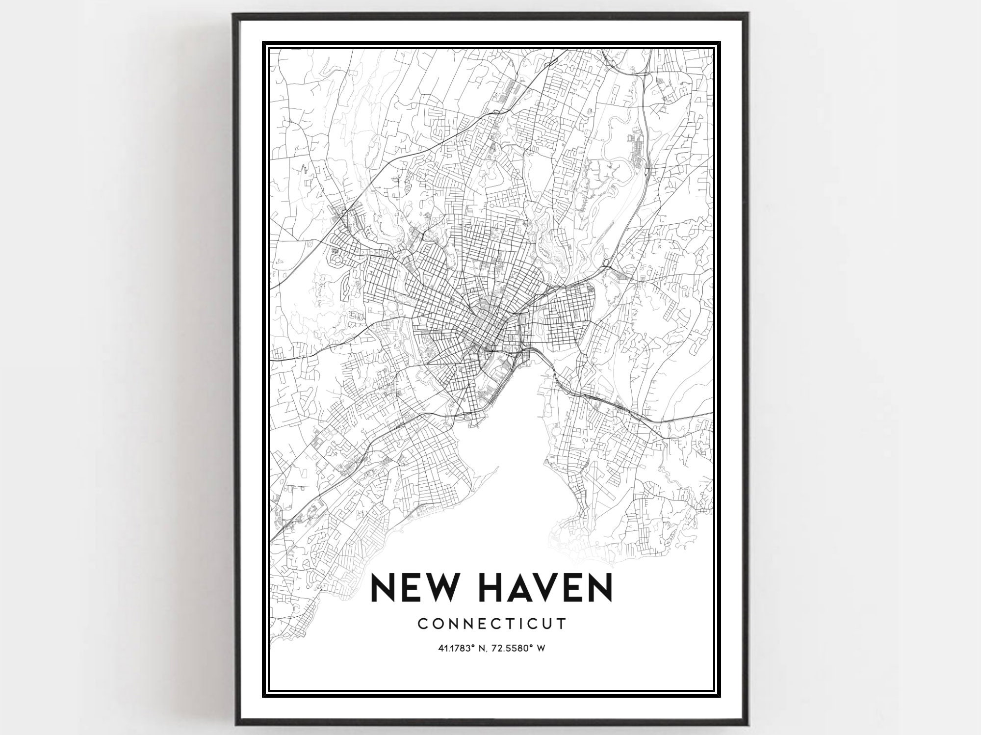 New Haven Map Print New Haven Map Poster Wall Art Ct City | Etsy