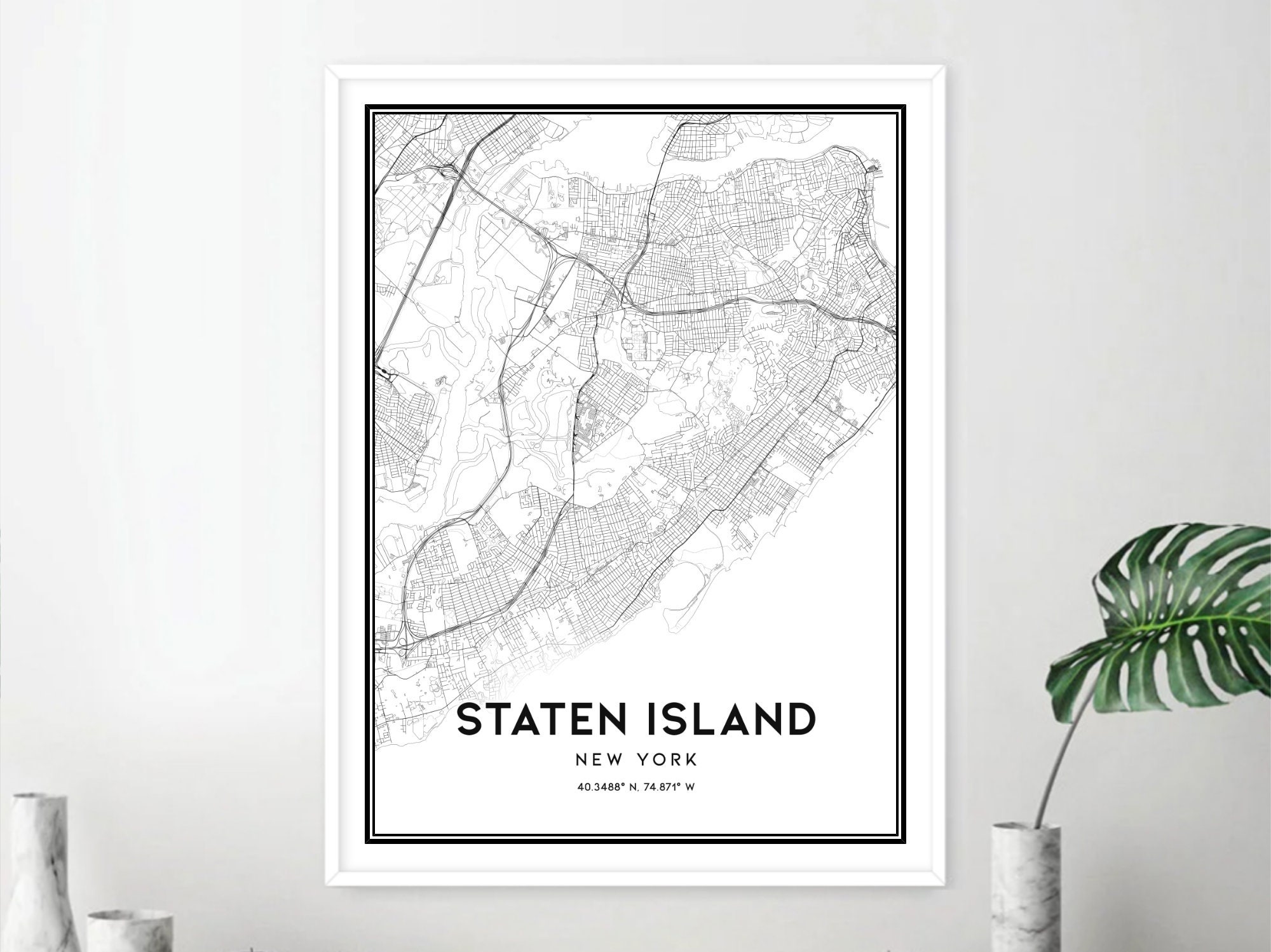 Staten Island Map Print, Staten Island Map Poster Wall Art, Ny City Map ...