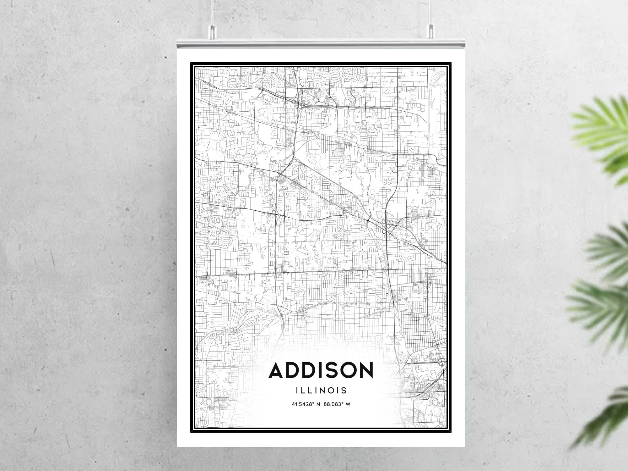 Addison Map Print Addison Map Poster Wall Art Il City Map | Etsy